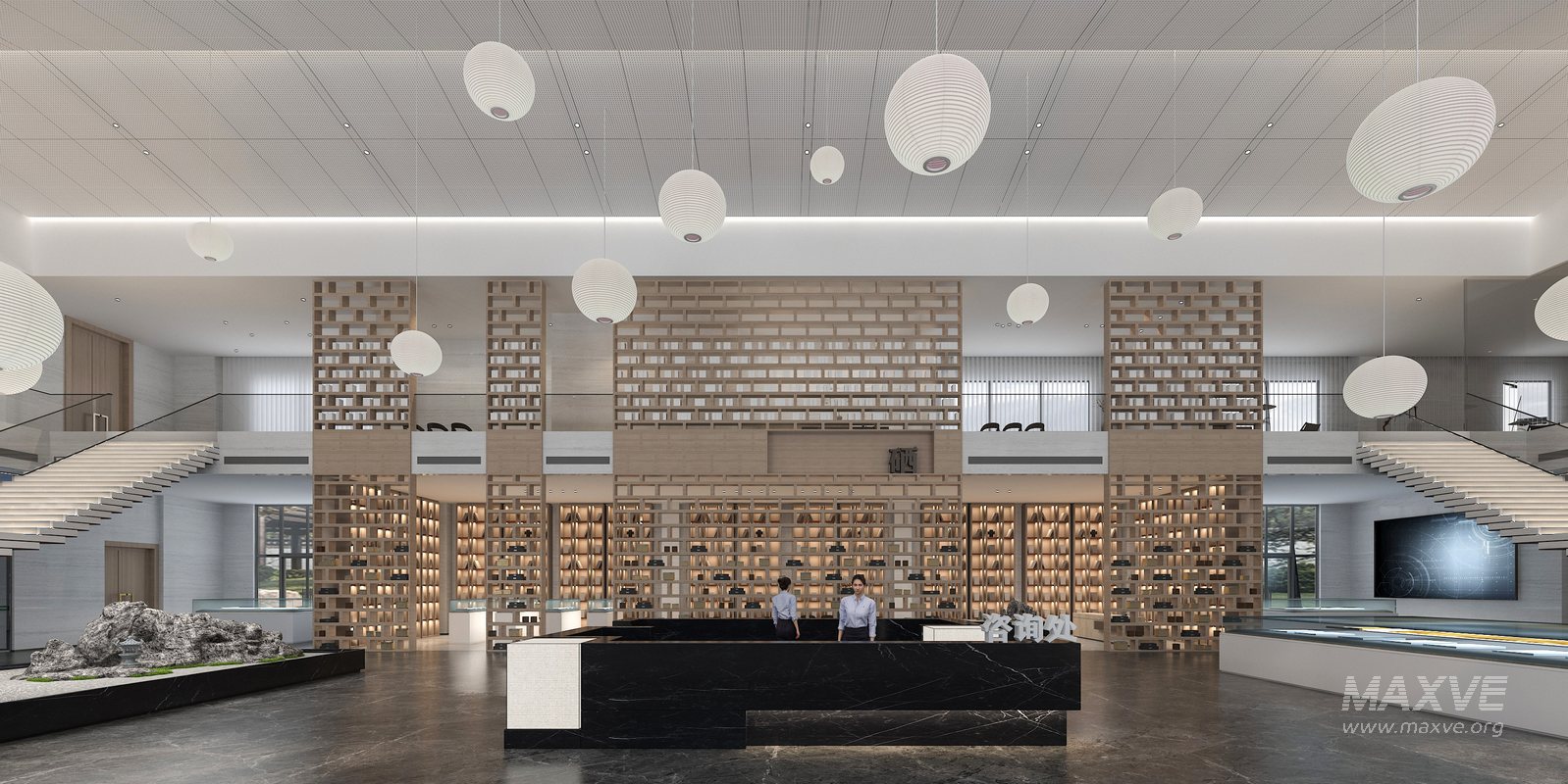 Modern lobby 3d model Download Maxve