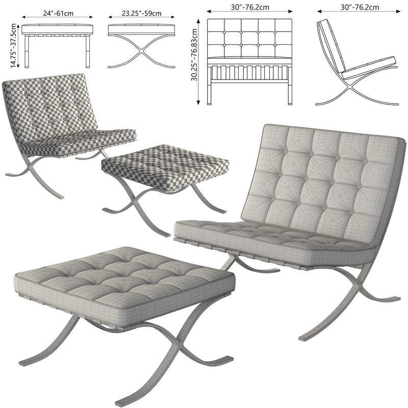 Barcelona Chair 3d model Download Maxve