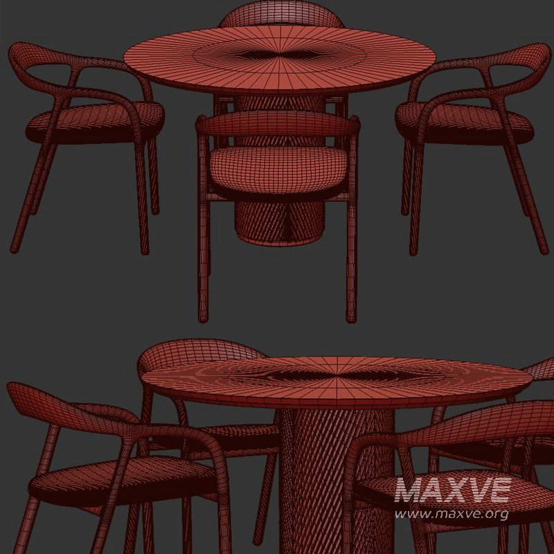 Dinning chair and table set11 3d model Download Maxve