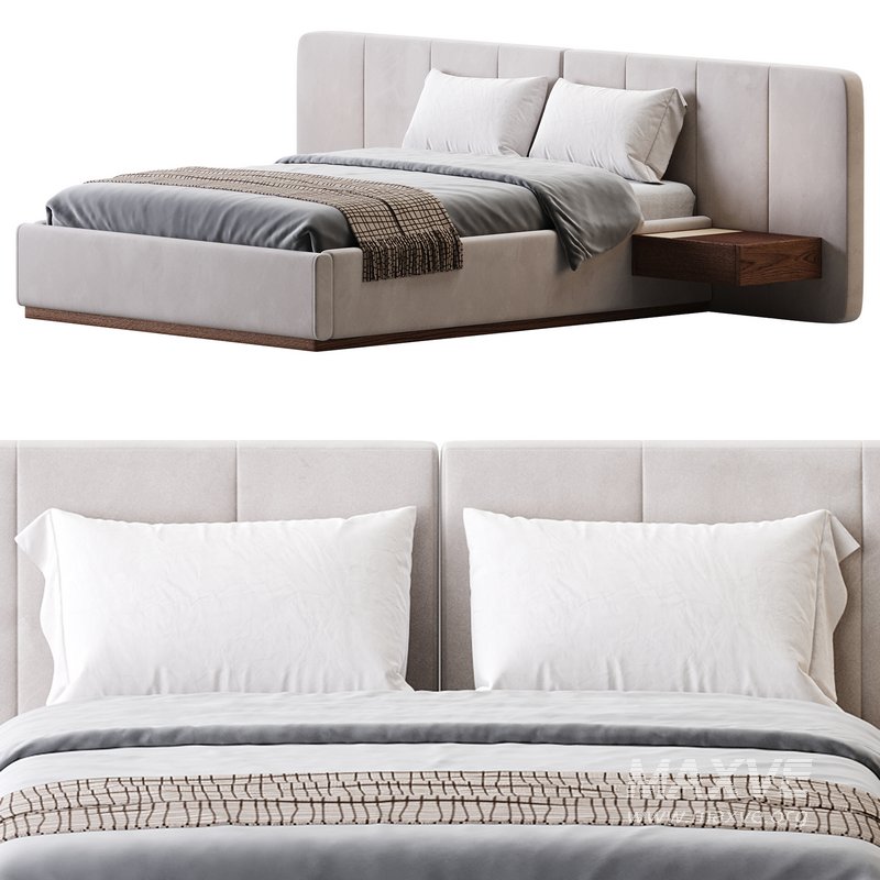 DIANA WHITE BOUCLE QUEEN BED BY ROSS CASSIDY 3d model Download Maxve
