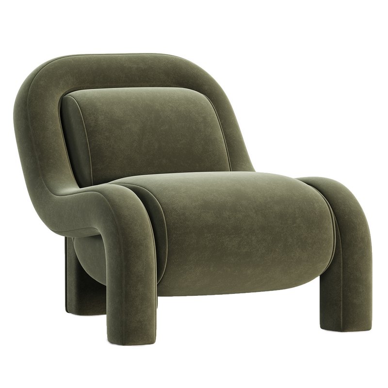 Ellis Chair, Mohair Pewter - Maxve: Your 3D Model Destination