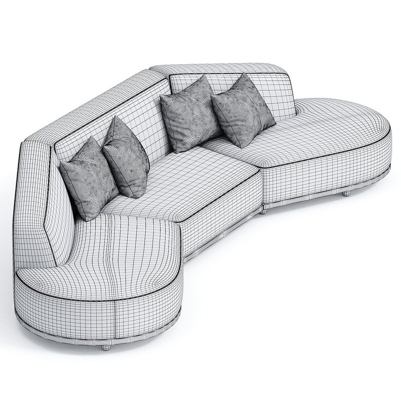 Scandinavian simple curved sofa 3d model Download Maxve