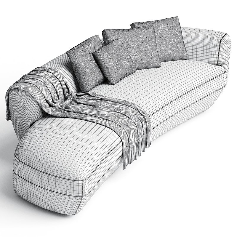 Scandinavian simple curved sofa 3d model Download Maxve