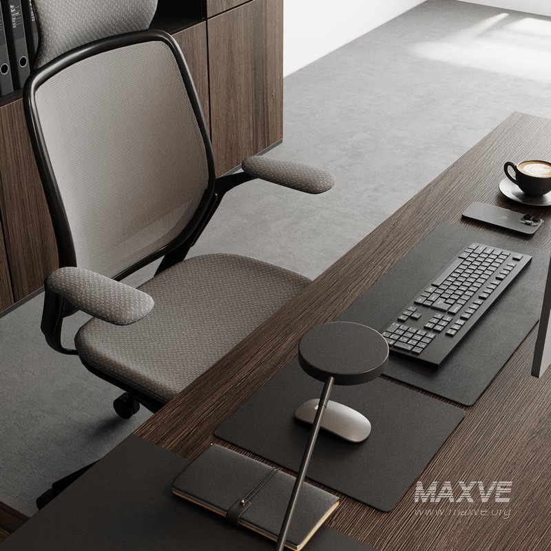 Boss desk set 003 3d model Download Maxve