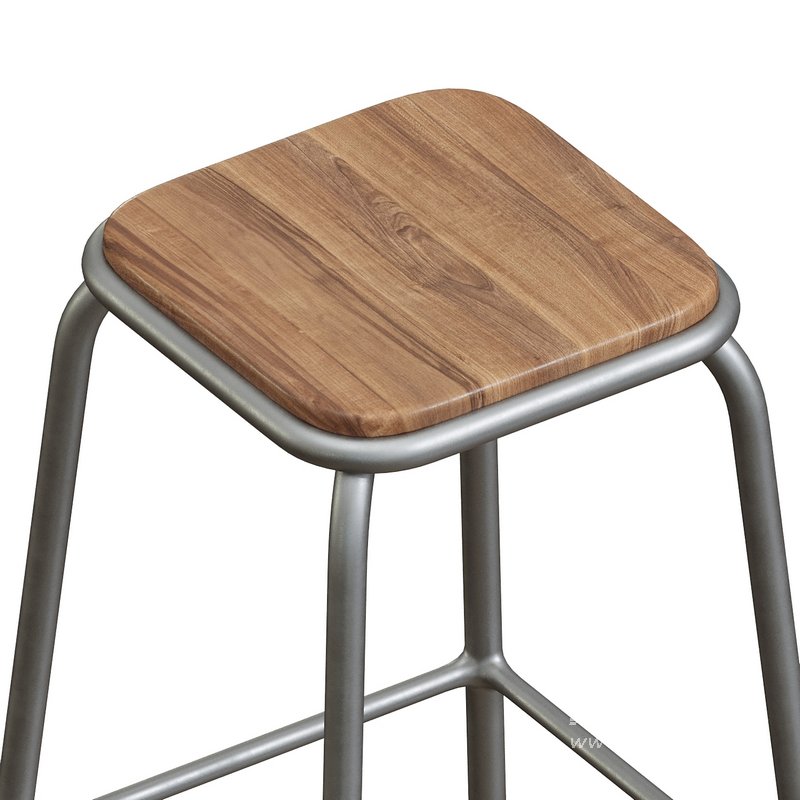 Pedro Bar Stool Raw Varnish Walnut 65cm 3d model Download Maxve
