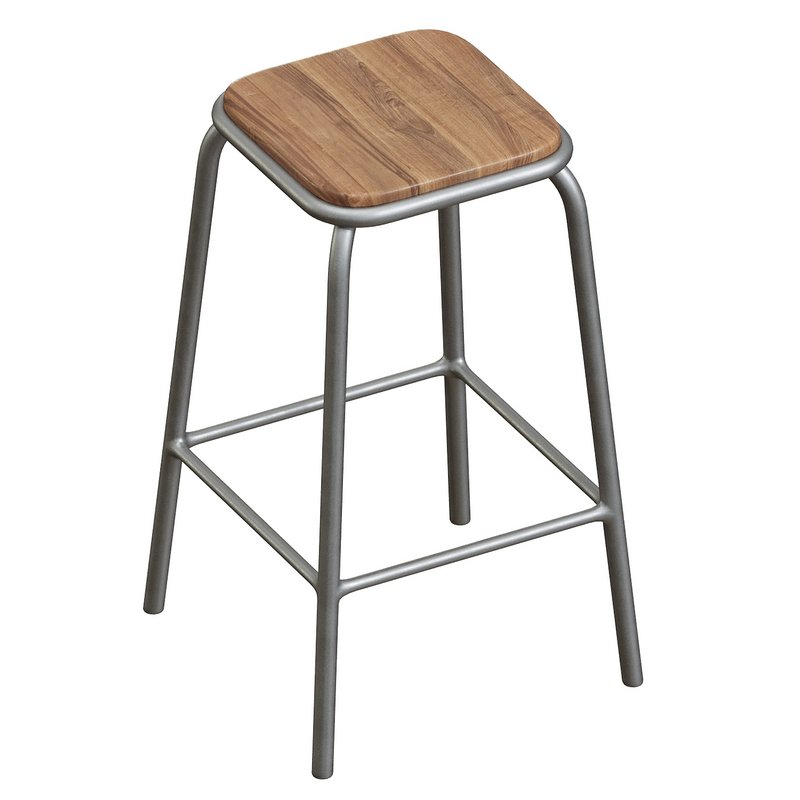Pedro Bar Stool Raw Varnish Walnut 65cm 3d model Download Maxve