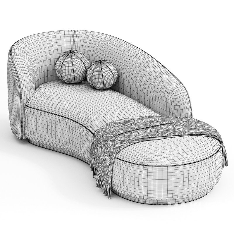 Curved 3 Seater Sofa for Living Room 5 3d model Download Maxve