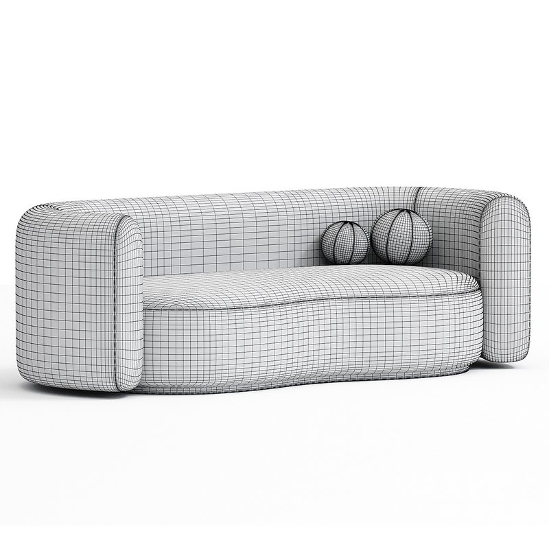 Scandinavian simple curved sofa 3d model Download Maxve