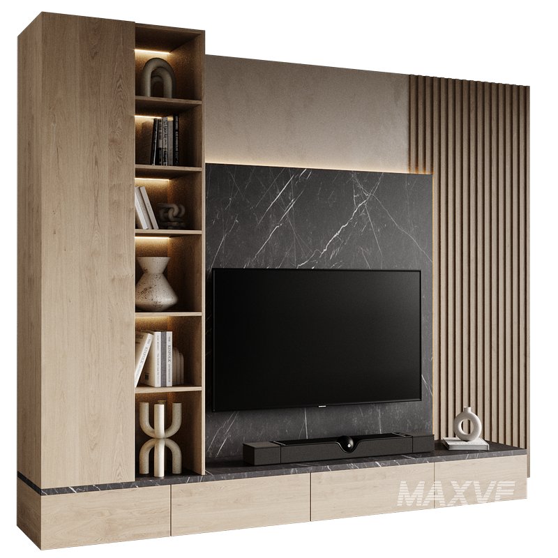 tv wall 010 3d model Download Maxve