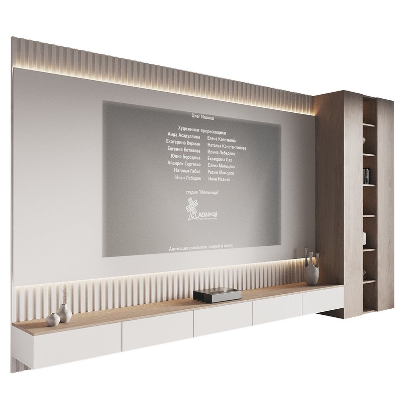 tv wall 106 3d model Download Maxve