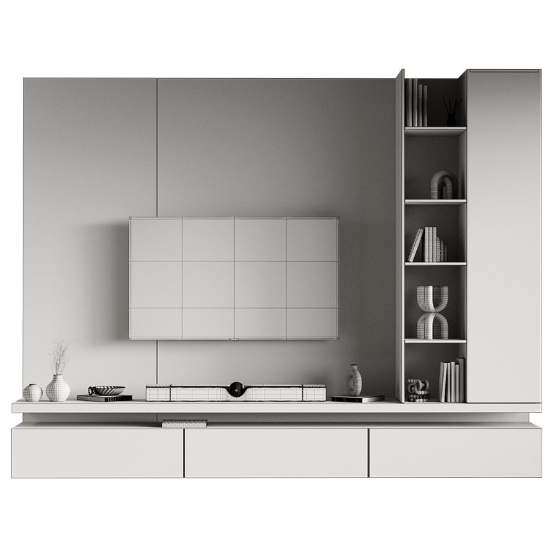 TV wall 009 3d model Download Maxve
