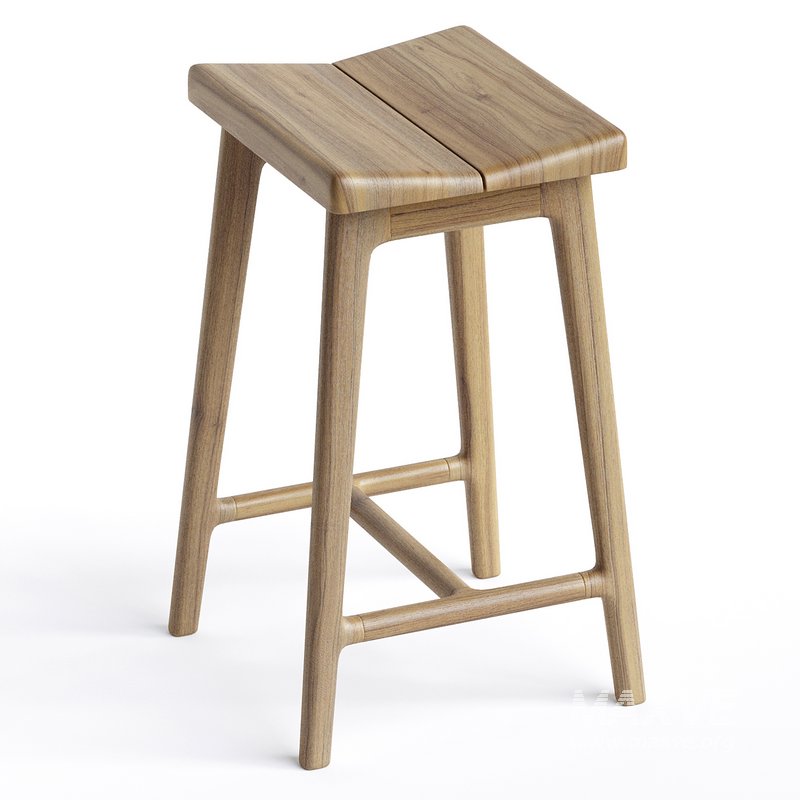 Handmade modern large oak stool 3d model Download Maxve