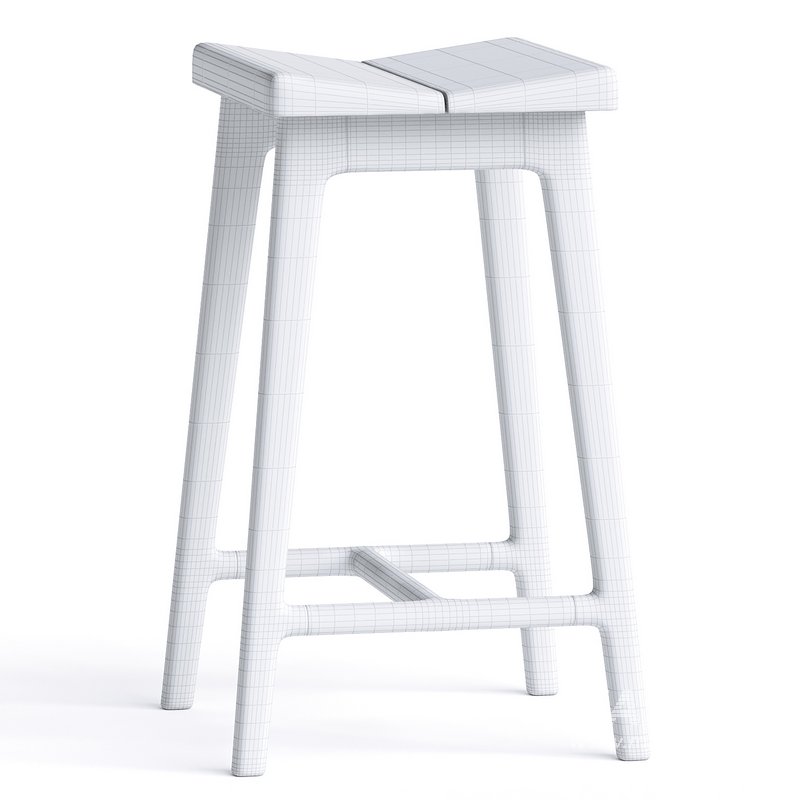Handmade modern large oak stool 3d model Download Maxve
