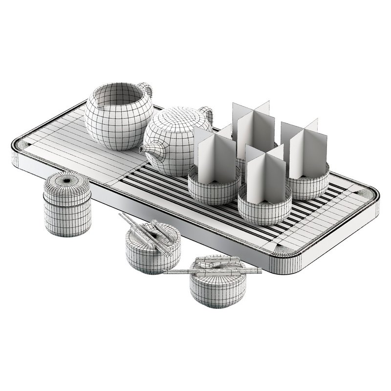Tea set 3d model Download Maxve