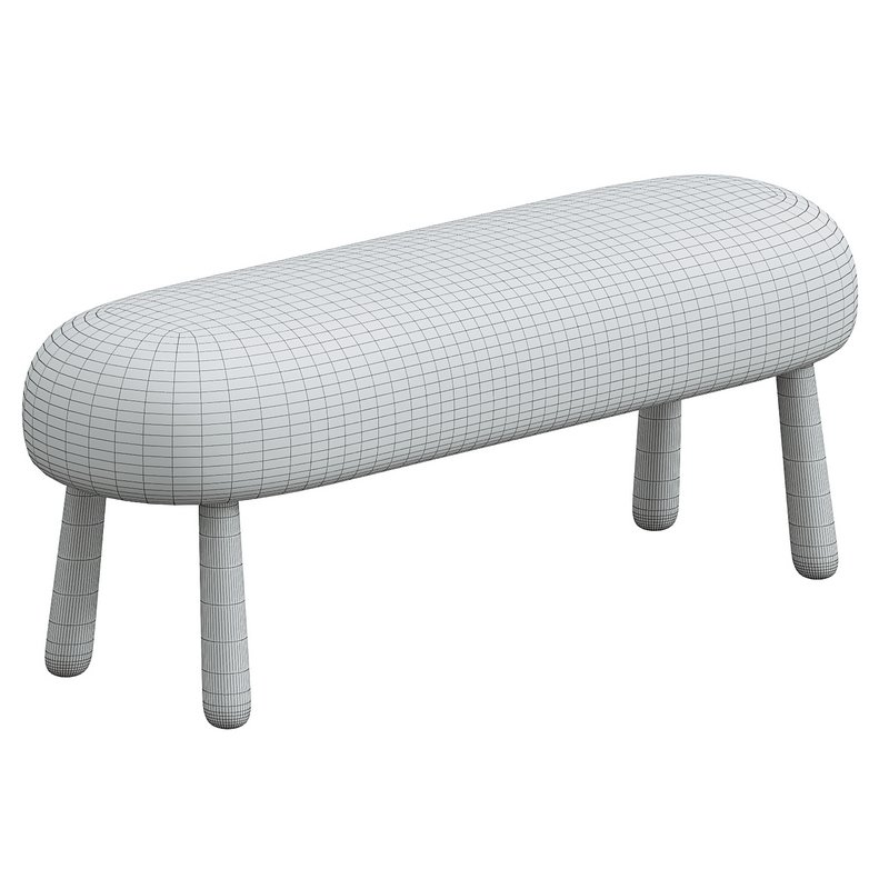 Wooly Bench in Natural Faux Lambswool & Walnut by Object Refinery 3d ...