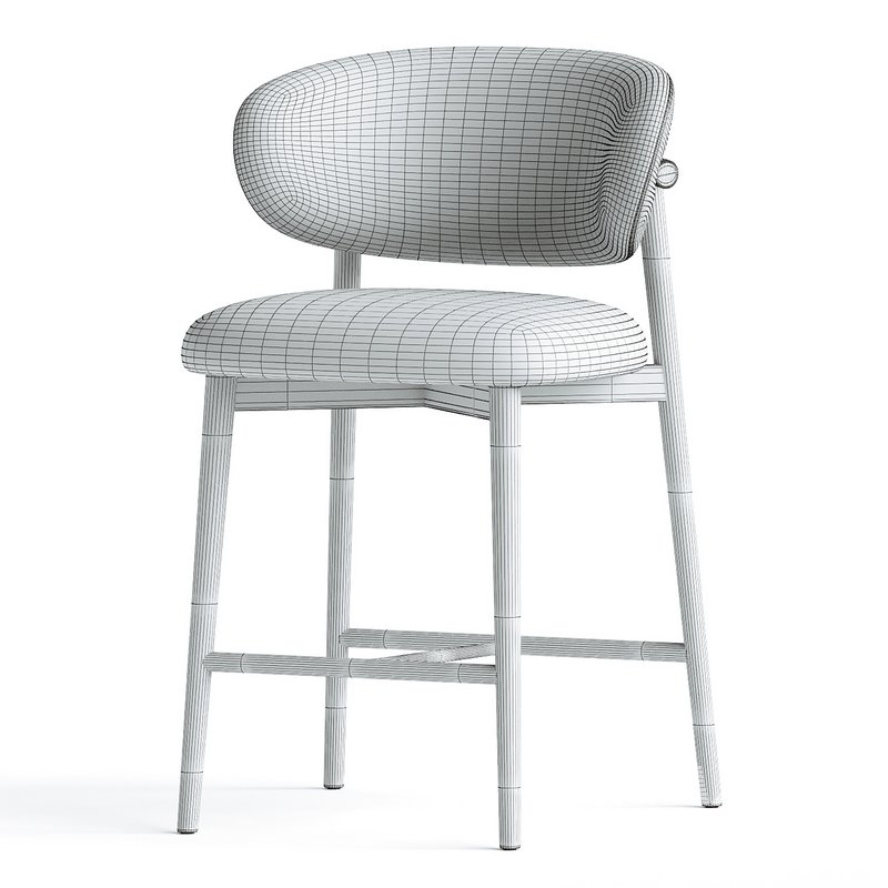 Curved Linen Backrest Bar Stools 3d model Download Maxve
