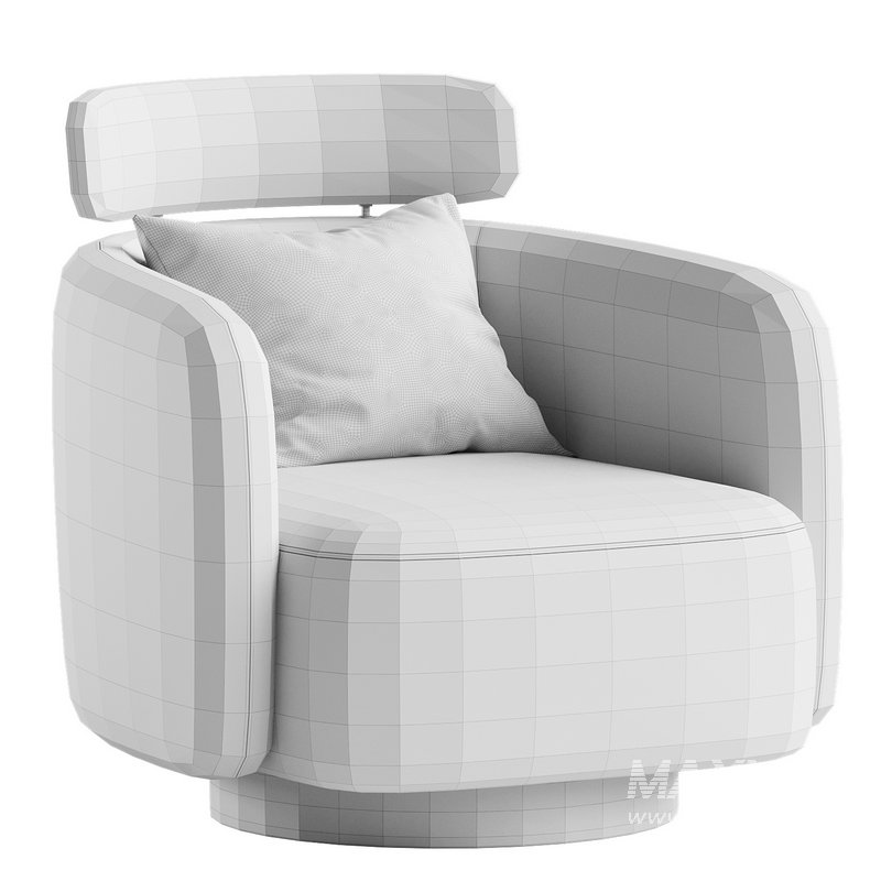 Luna Swivel Accent Chair With Adjustable Backrest 3d model Download Maxve