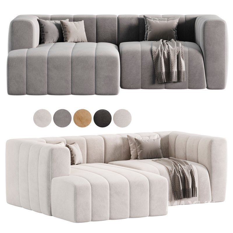 Langham Channel Tufted 2 Piece Modular Sectional Sofa 3d model Download ...