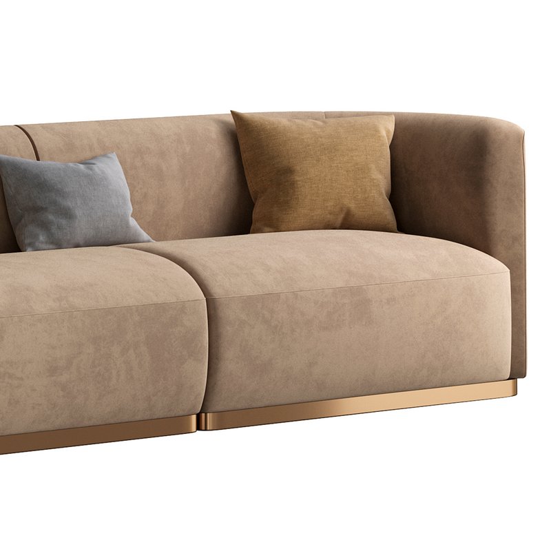 Contemporary Hand Tailored Sofa with Round Edges 2 3d model Download Maxve