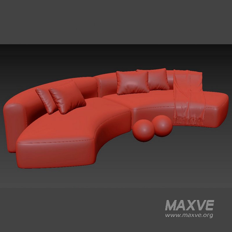 Cosy Curve Sofa 3d model Download Maxve