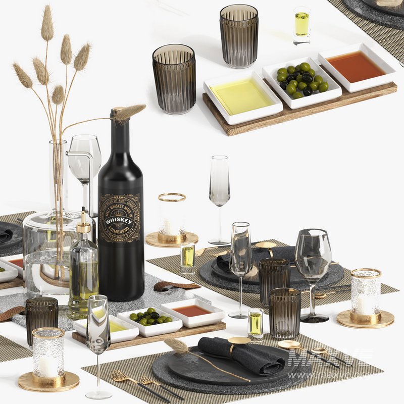 tableware set20 3d model Download Maxve