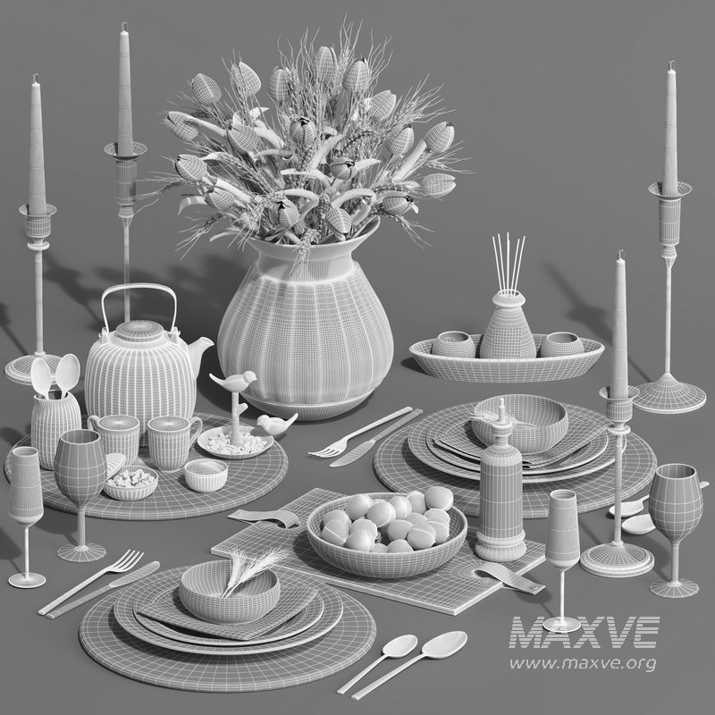 tableware set20 3d model Download Maxve