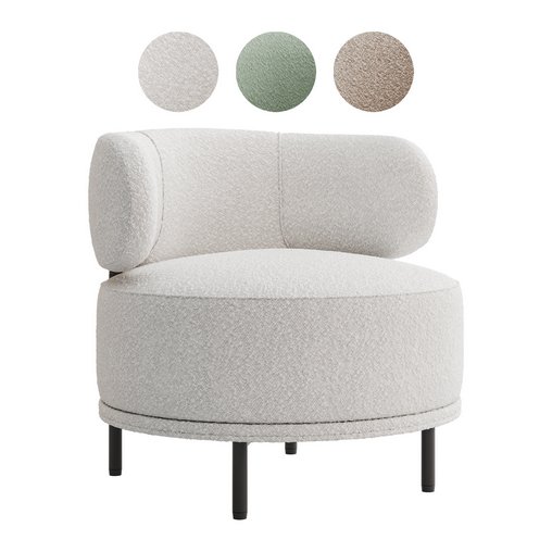 Penn Taupe Boucle Wing Back Accent Chair 3d model Download Maxve