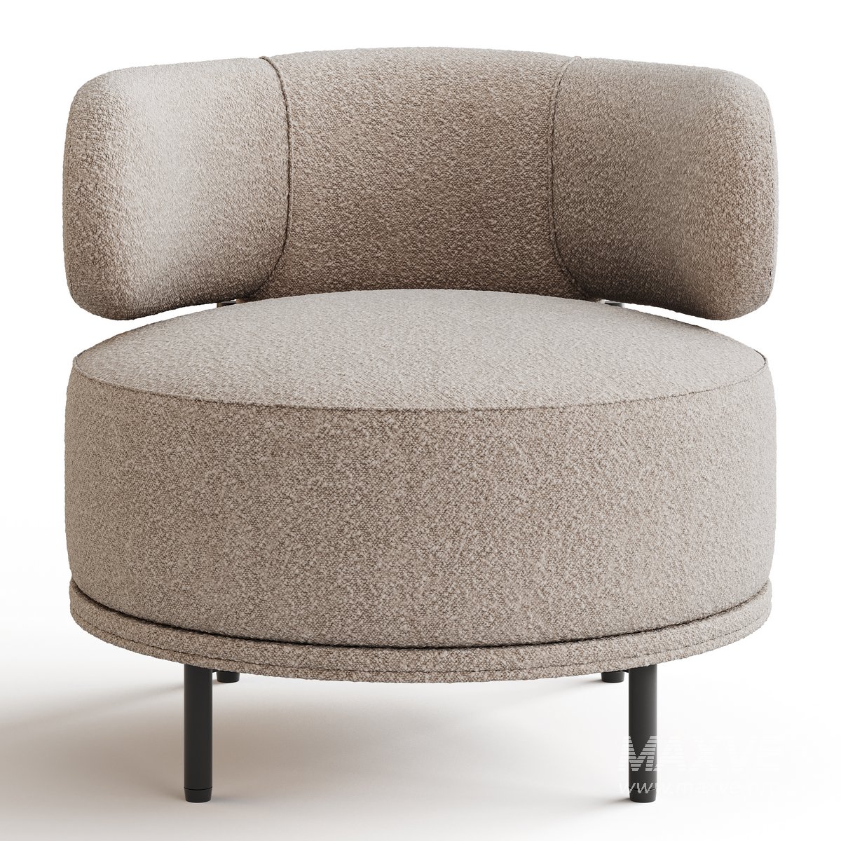 Penn Taupe Boucle Wing Back Accent Chair 3d model Download Maxve