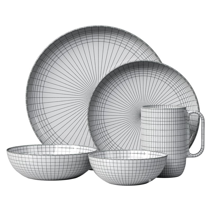 Miller Full Dinnerware Set 3d model download free maxve