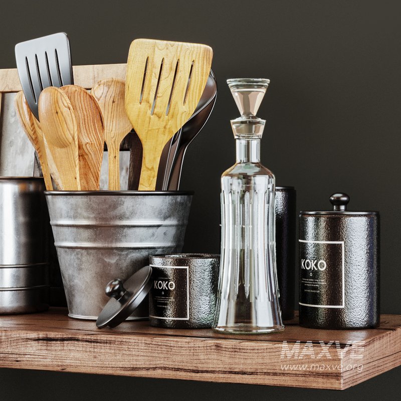 Kitchen Decorative set 042 3d model download free maxve