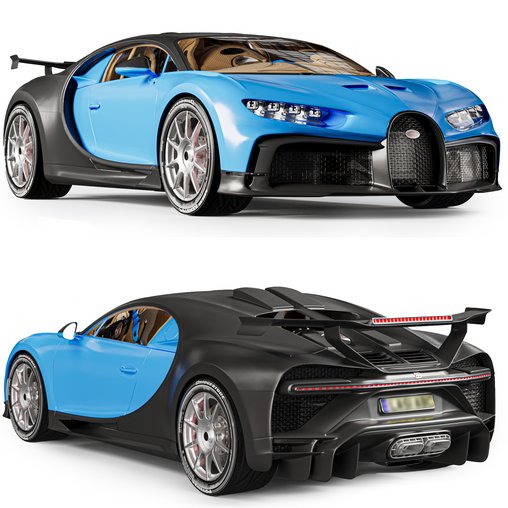 Bugatti Chiron + interior 3d model Download Maxve
