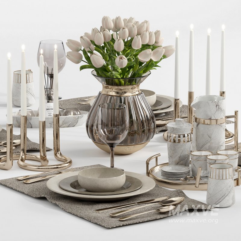 Tableware set09 3d model download free maxve
