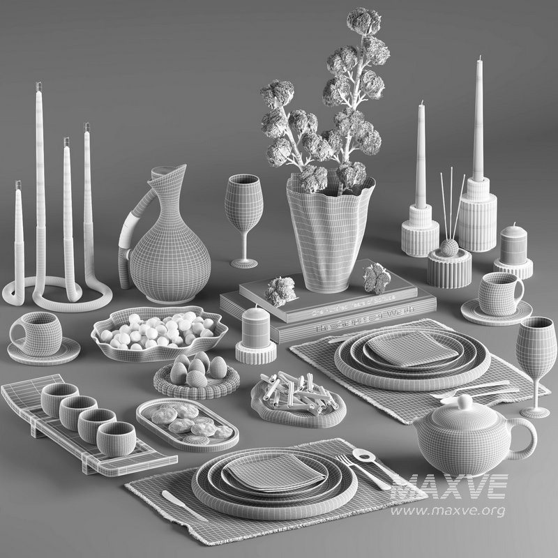 tableware set22 3d model download free maxve