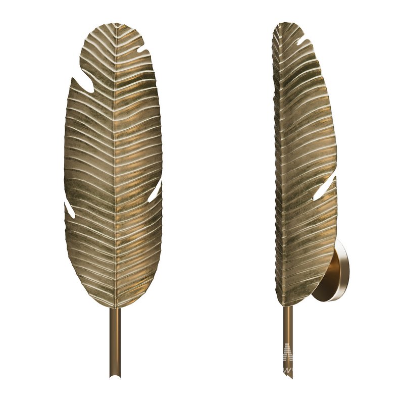 Tropical Brass Multi-Leaf Wall Sconce 3d model download free maxve