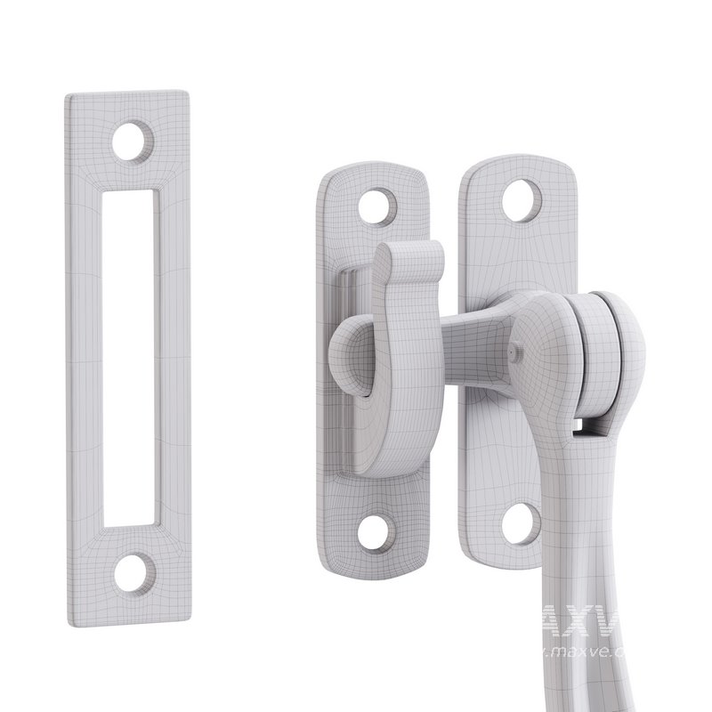 Black Window Sash Door Lock 3d model download free maxve