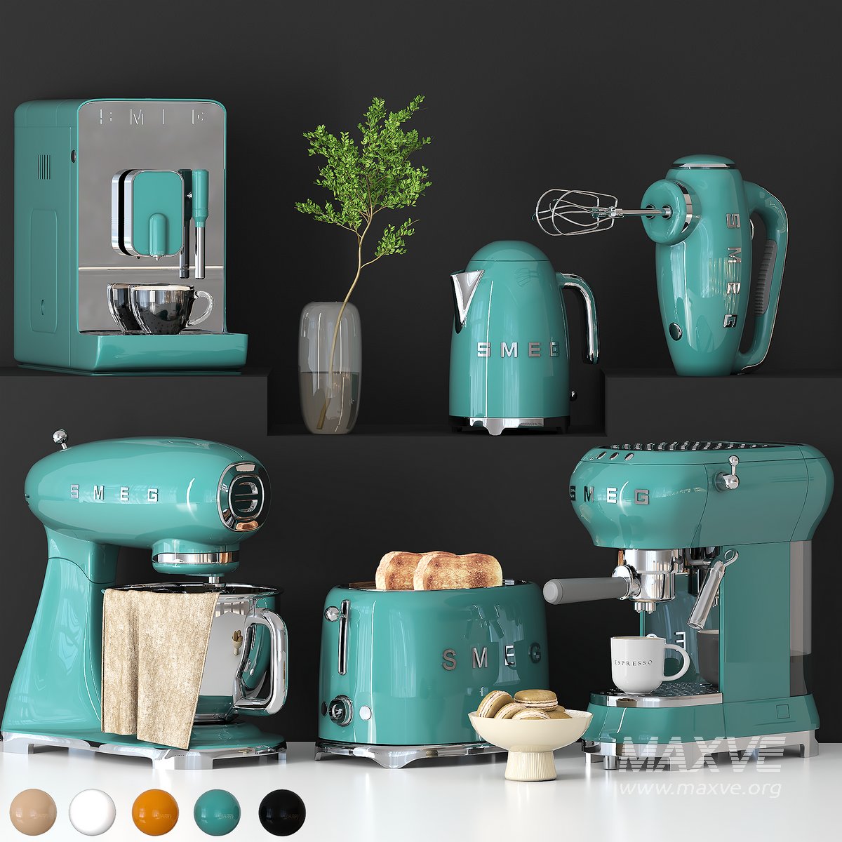 Set of Kitchen appliances SMEG 03 3d model Download Maxve
