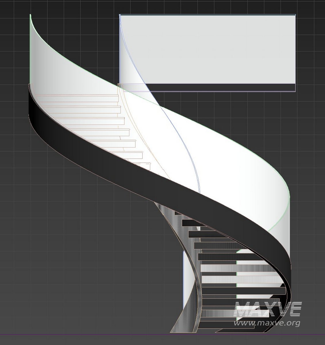 circular stair with glass railing 3d model Download Maxve