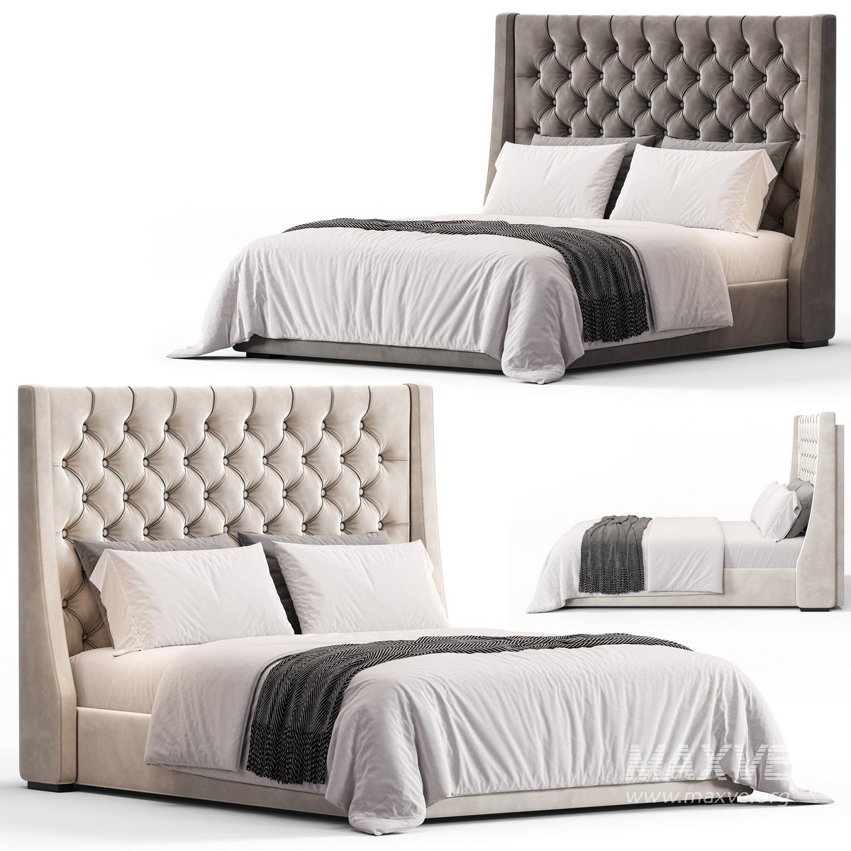 Grand Curved Wingback Bed Frame By Barron Beds 3d model Download Maxve