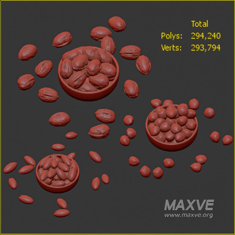 Mixed nuts 3d model Download Maxve
