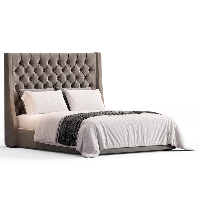 Barron Beds Zoya Grandeur Curved Wingback Bed 3d model Download Maxve