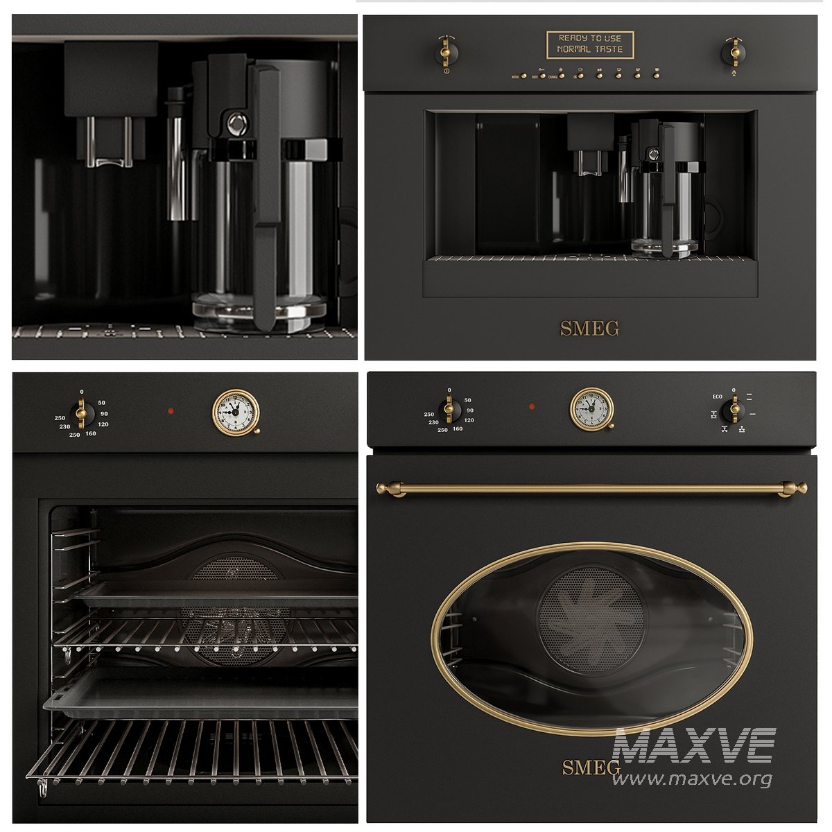 smeg black appliance 3d model Download Maxve