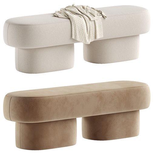 Long Ottoman Bench 3d model Download Maxve