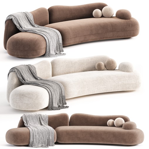 WAVE SOFA 2 MODULES BY EMMA 3D model Maxve