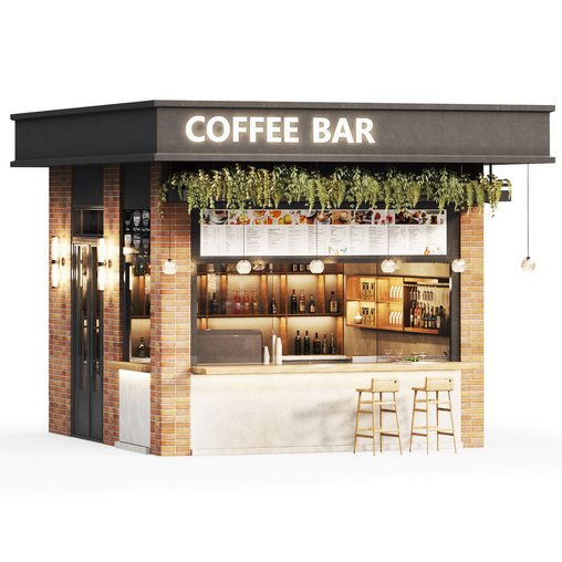 Cafe18, takeaway coffee, street coffeeshop 3d model Download Maxve