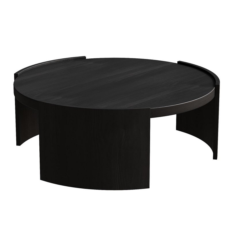 Tamera 100cm Wooden Round Coffee Table - Black 3d model Download Maxve