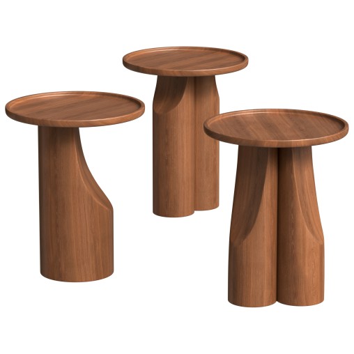 Round walnut side table 3d model Download Maxve