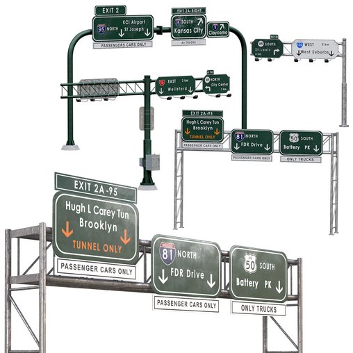 Highway & Street Sign 3d model Download Maxve