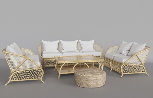 Rattan Sofa 3D model Maxve