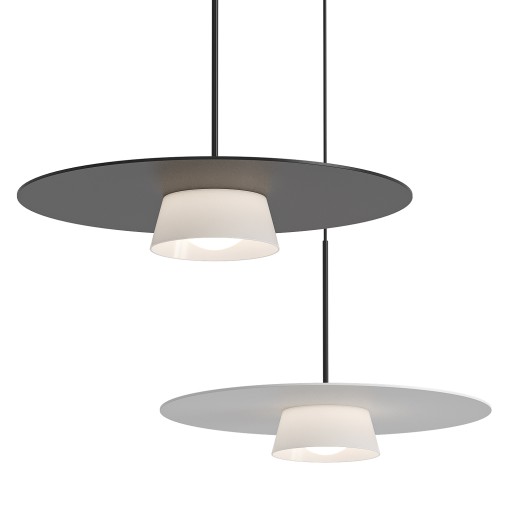 Thin Round Metal Plate Pendant Light 3D model Maxve