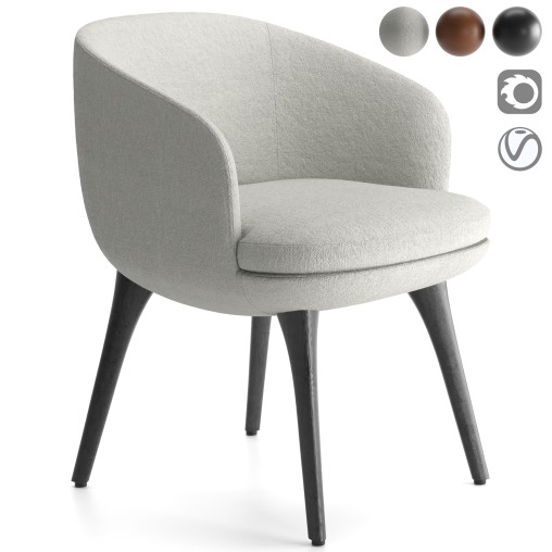 Minotti Raphael Dining Little Armchair 3D model Maxve